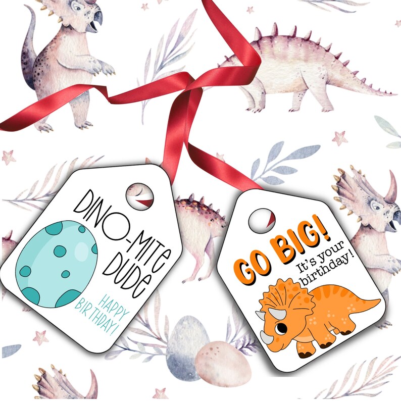 Birthday Dinosaur Gift Tags - Etsy