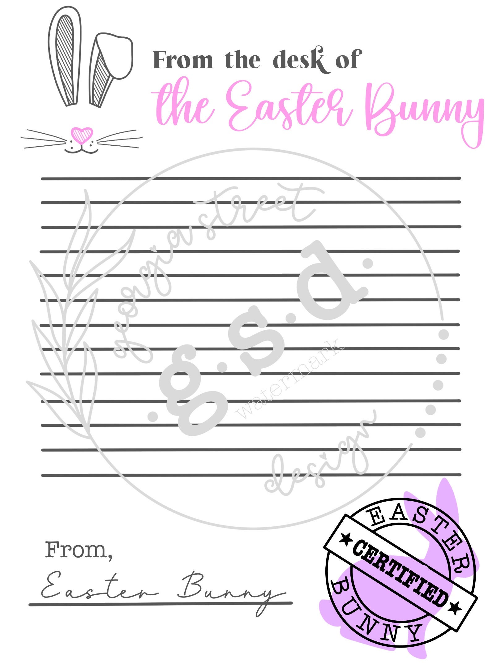 Easter Bunny Letterhead & Envelope - Etsy