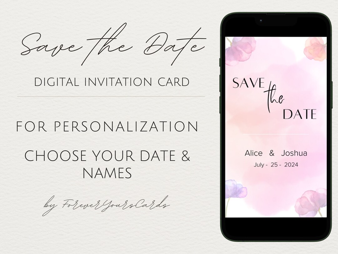 Save the Date, Digital Wedding Wedding Invitation Template Personalised ...