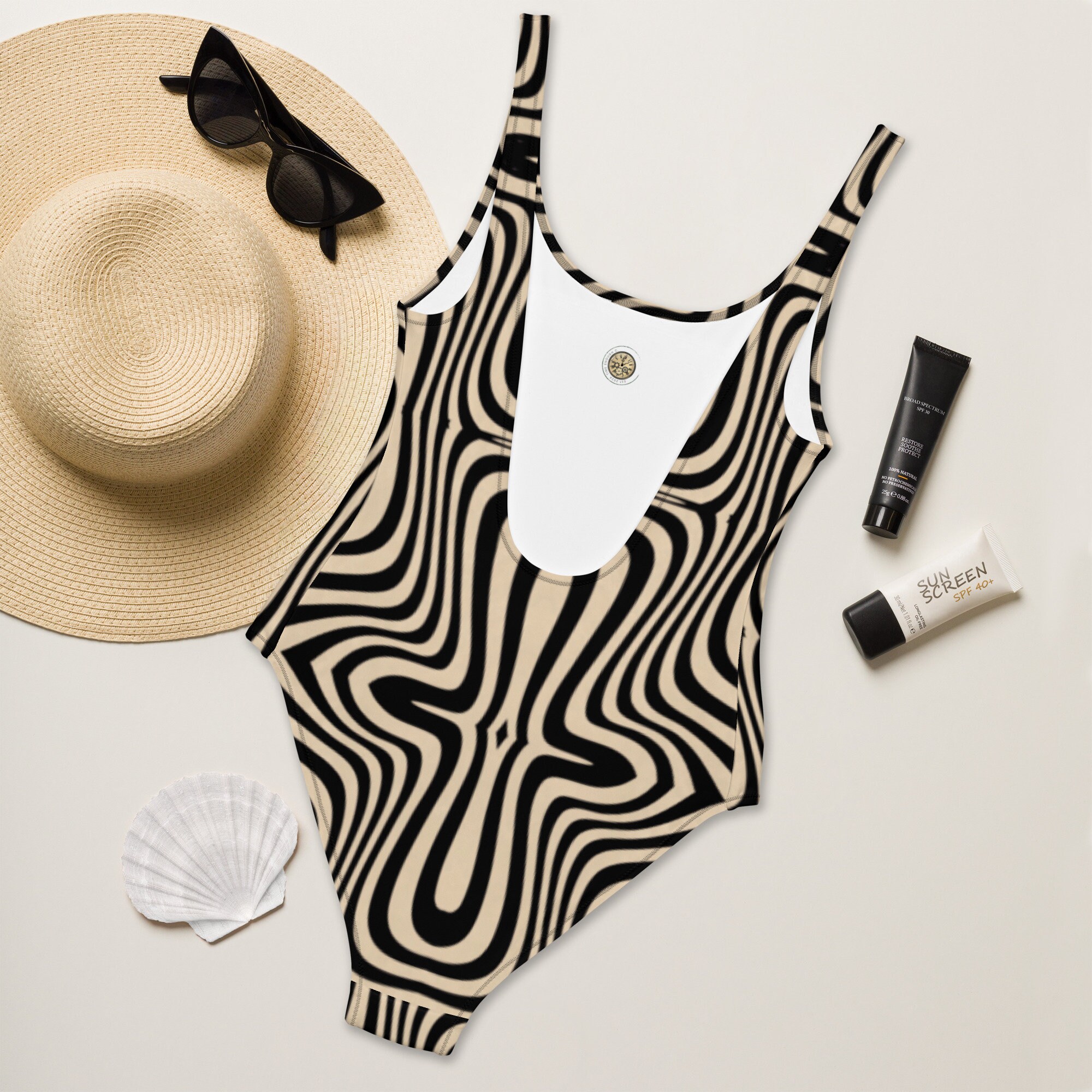 Retro One Piece Swimsuit, Vintage Swimsuit, Vacation Swimwear, Holiday ...
