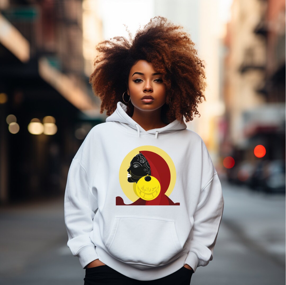 African Woman, Sudanese Woman Hoodie With Red Scarf - Etsy