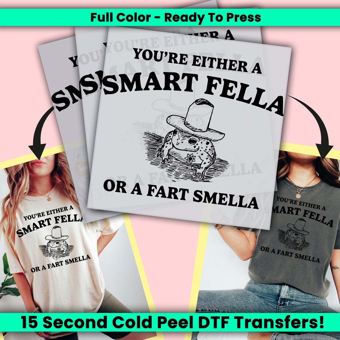 You Are Either A Smart Fella or A Fart Smella DTF Transfer, Ready to ...