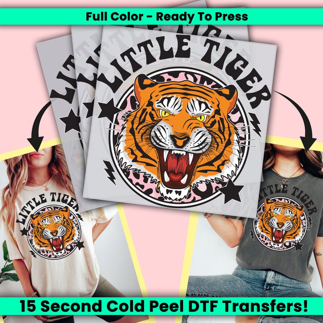 Little Tiger Retro Design DTF Transfer, Retro Ready to Press ...