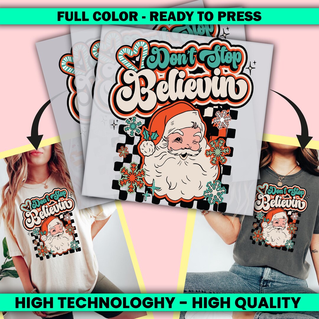 Retro Santa Ready to Press, Santa Claus Christmas Dtf Transfer, Heat ...