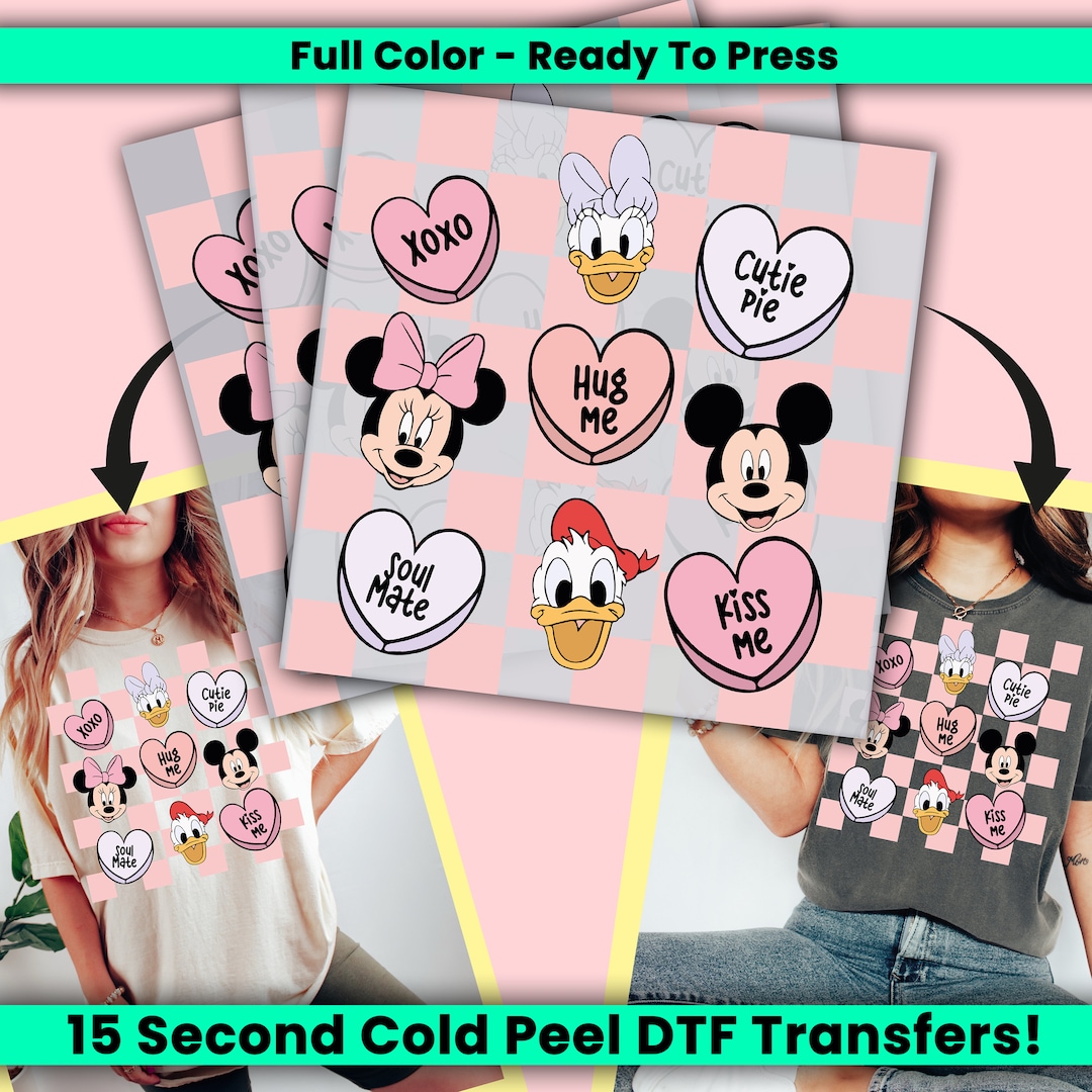 Disney Mickey and Minnie Mouse Xoxo Valentines DTF Transfer, Ready to ...