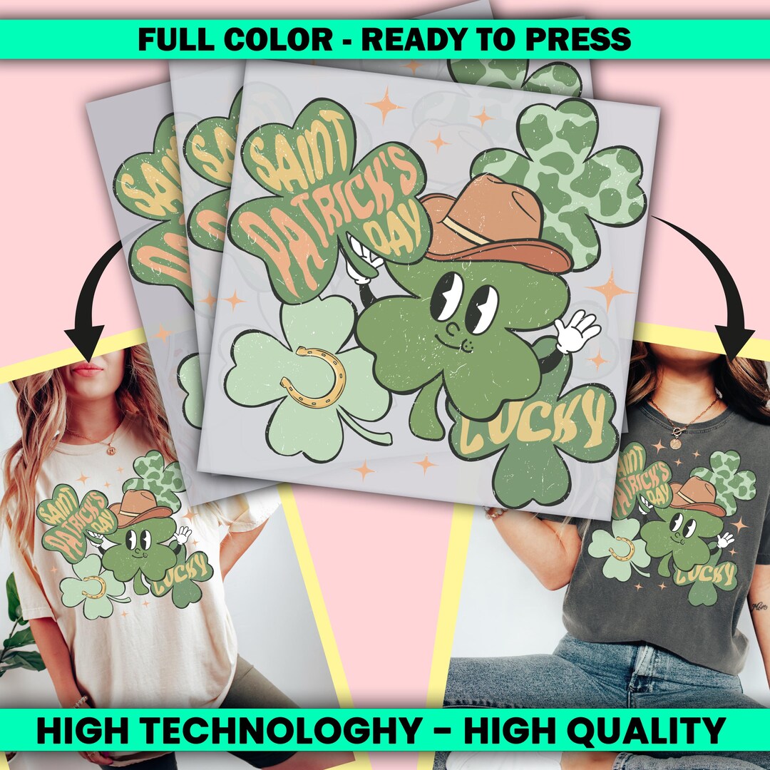 Cute Shamrock Smile Dtf Transfers, Happy St Patricks Day Ready to Press ...