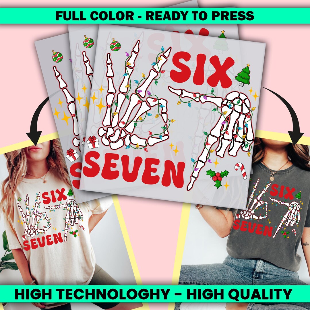 DTF Heat Transfer: Funny Skeleton Hands - Six Seven Meme Design ...