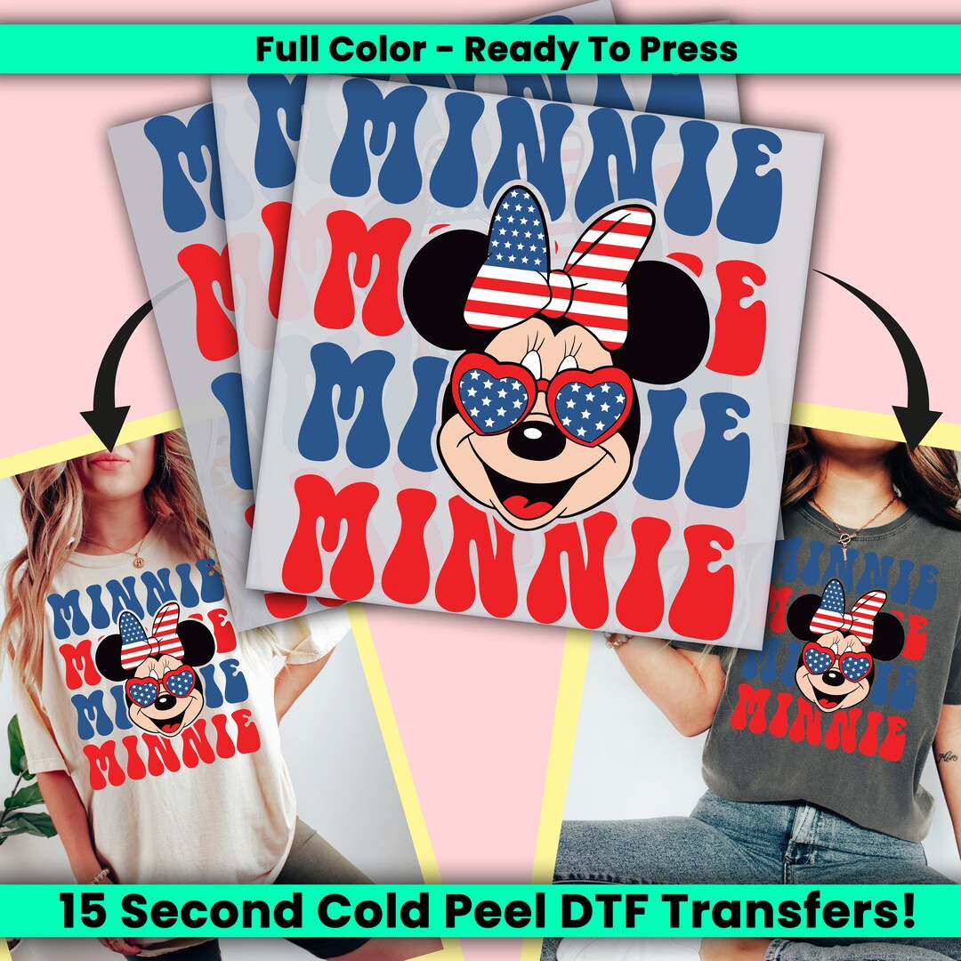 Disney Minnie Mouse DTF Transfer, Independence Day Ready to Press ...