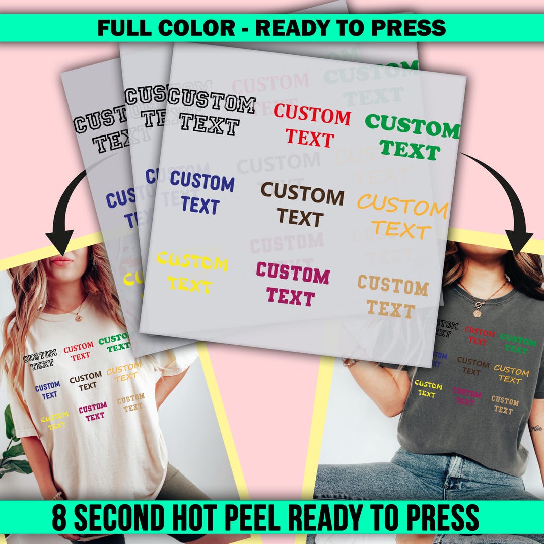 Custom Text Transfer, Make Your Own DTF, Custom Text Heat Transfer ...