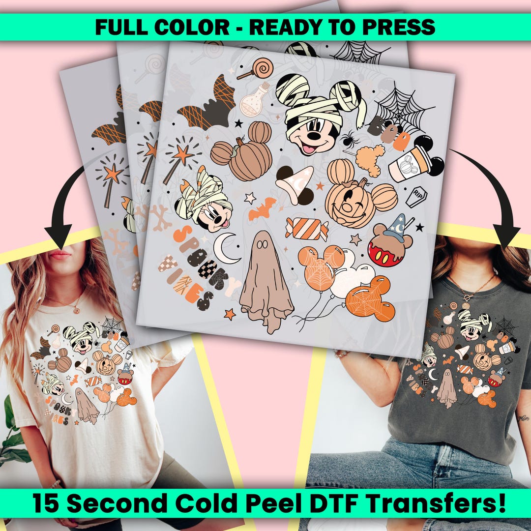 Disney Halloween Design DTF Transfer, Ready to Press, Personalized DTF ...