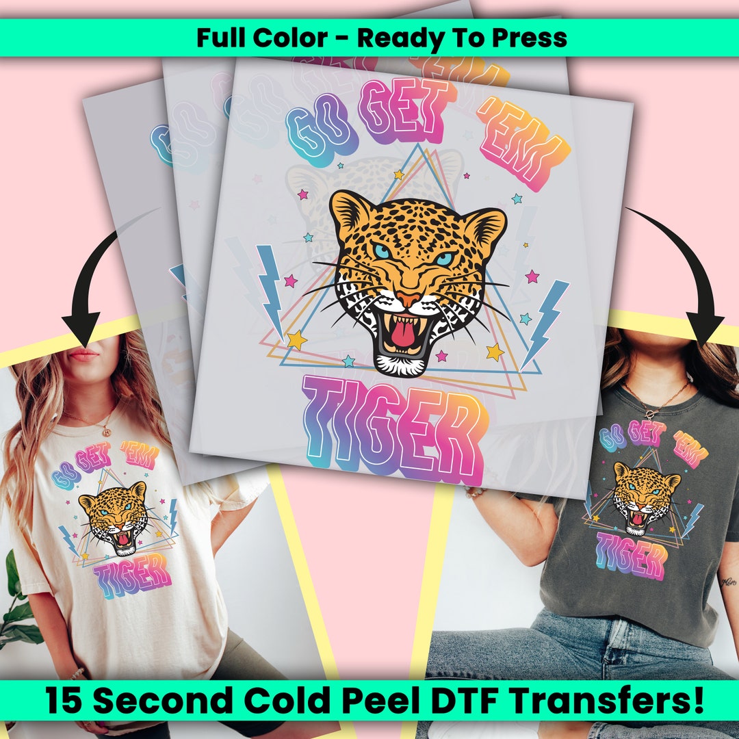 Go Get Them Retro Tiger DTF Transfer, Retro Ready to Press ...