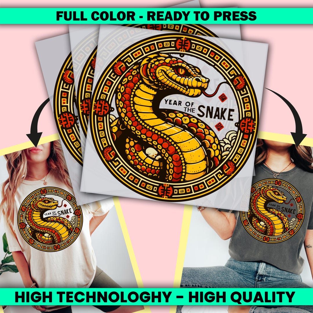 Lunar New Year Snake DTF Transfer, Chinese New Year Snake Ready to ...