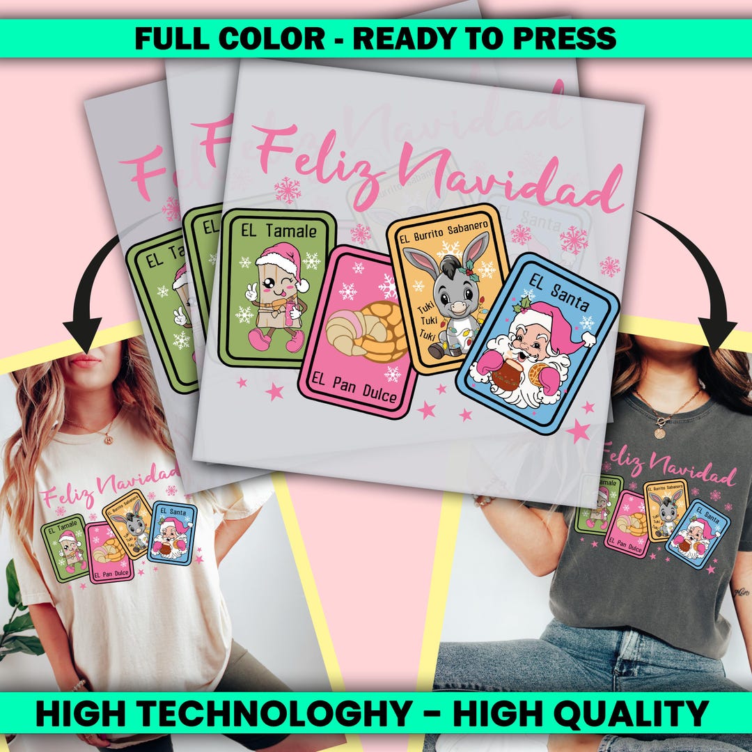 Mexican Christmas DTF Transfer: Feliz Navidad Heat Press Design ...