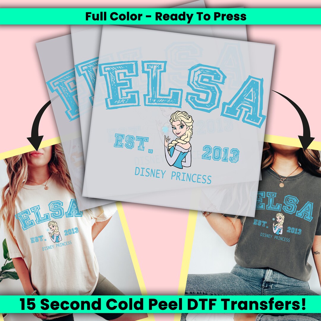 Elsa Disney Princess DTF Transfer, Ready to Press, Personalized DTF ...
