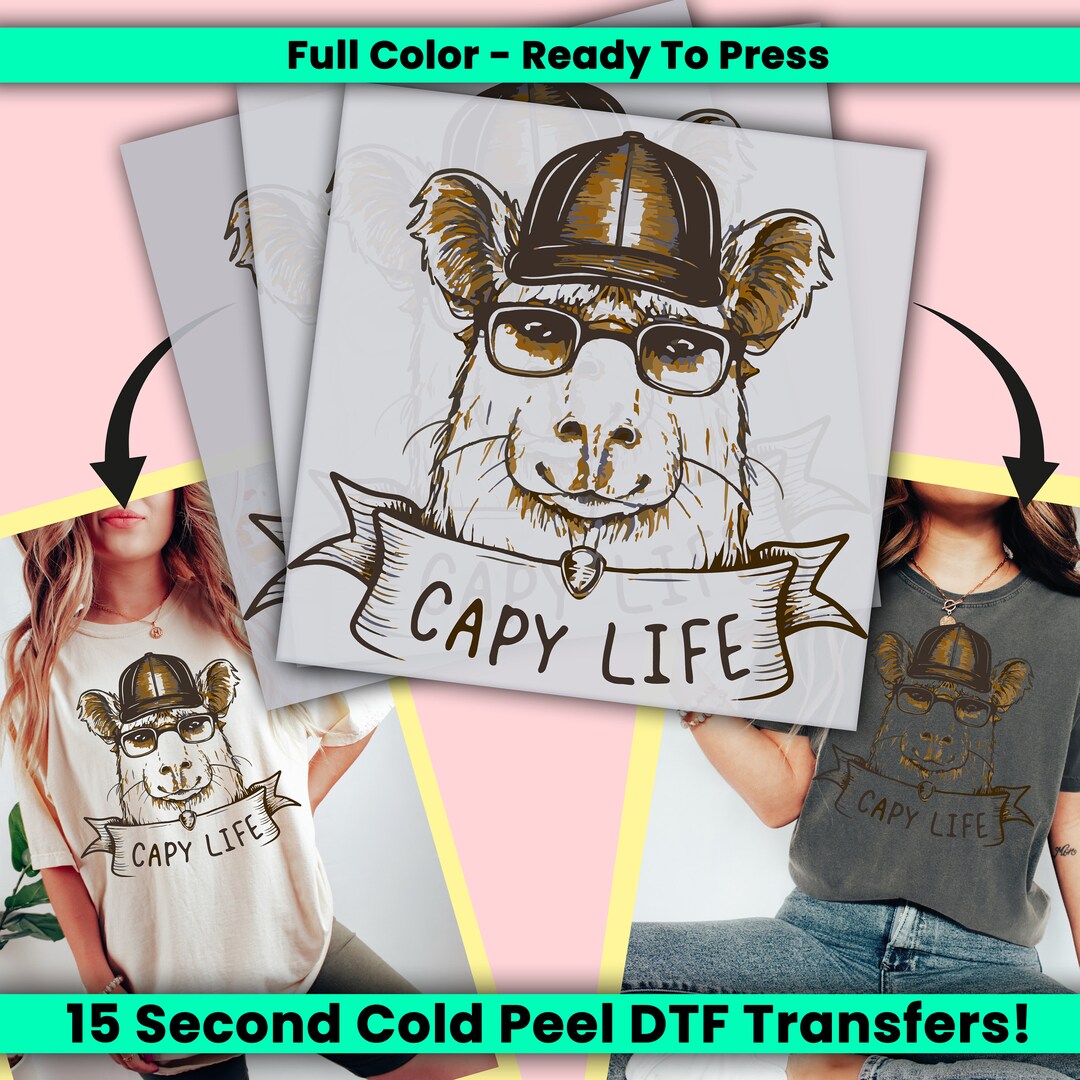 Capy Life DTF Transfer, Capybara Memes Ready to Press, Personalized DTF ...
