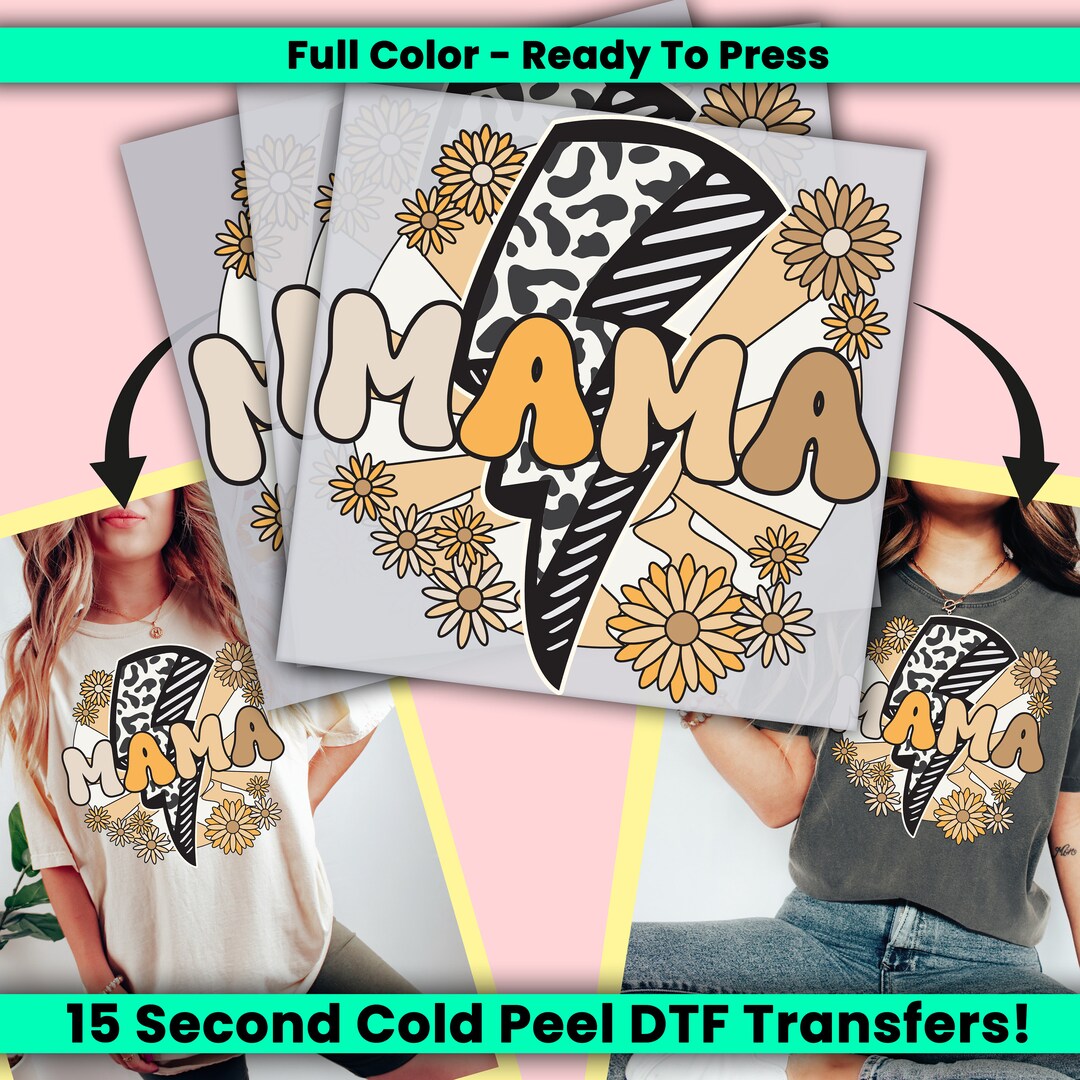 Mama Retro Flower Design DTF Transfer, Retro Ready to Press ...