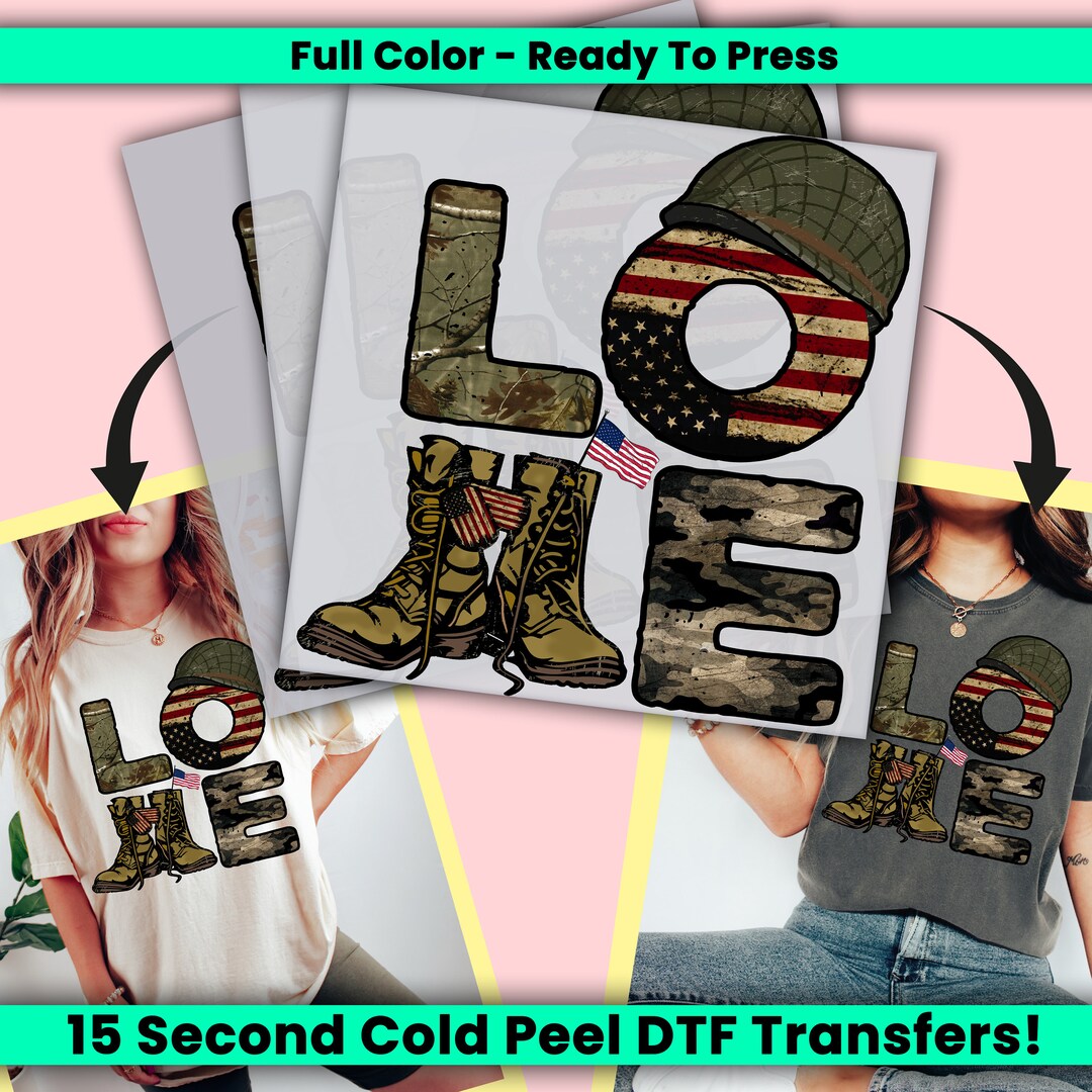 Love Soldier DTF Transfer, Independence Day Ready to Press, Patriotic ...