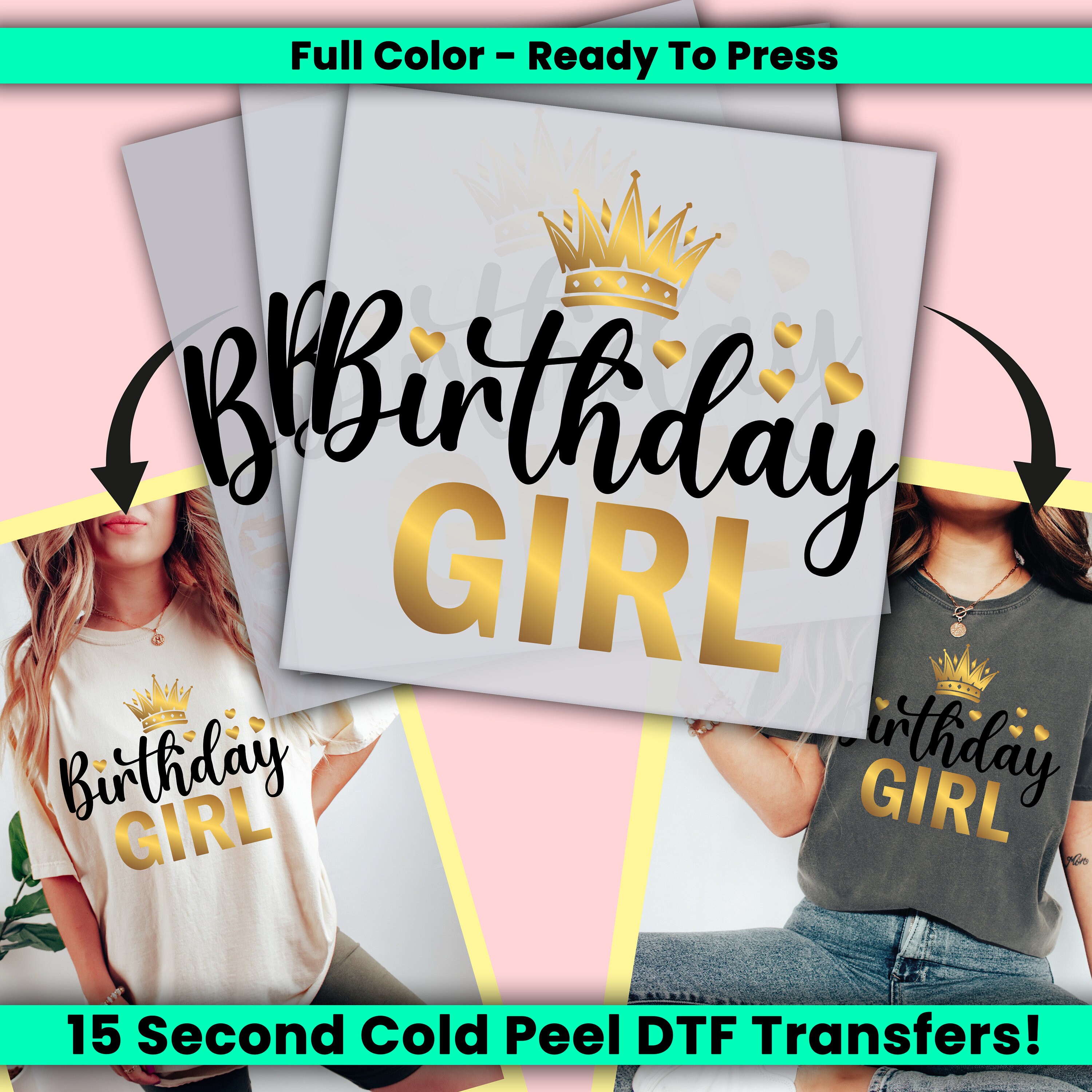 Birthday Girl, DTF Transfer, Ready to Press, Personalized DTF Transfers ...