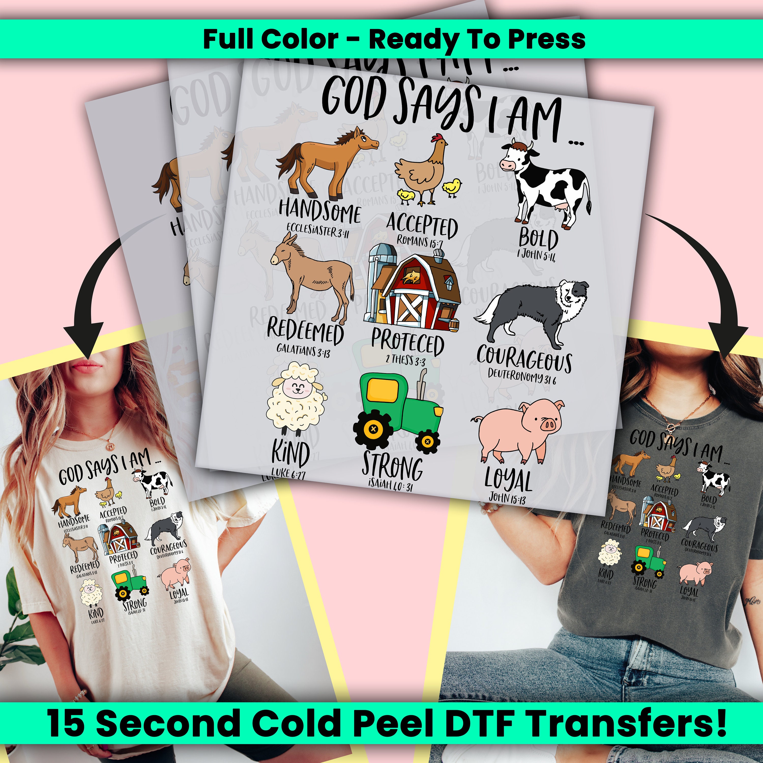 God Says I Am Farm Design DTF Transfer, Ready to Press, Personalized ...
