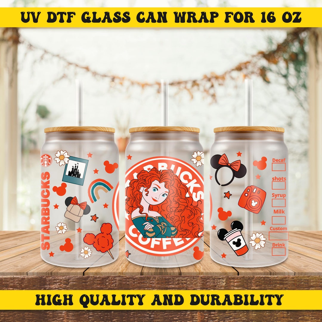 16oz UV Dtf Disney Merida Princess Characters, Ready to Apply Cup Wrap ...