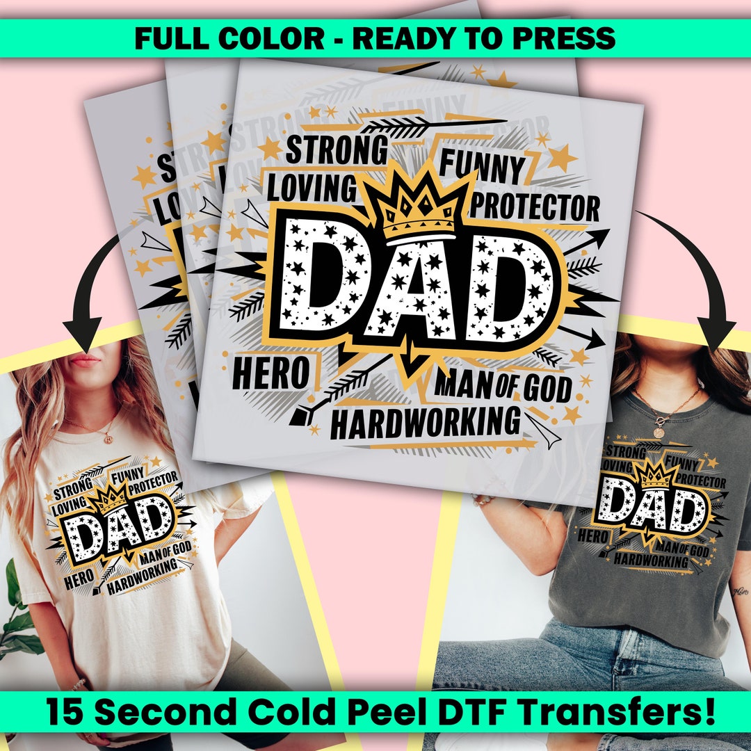 Strong Funny Protector Dad Father's Day Ready to Press, Personaliz DTF ...