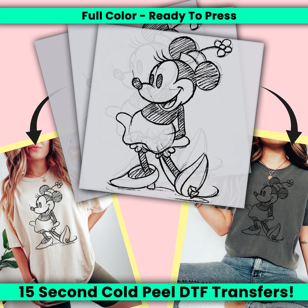 Minnie Mouse DTF Transfer, Ready to Press, Disneyworld Personalized DTF ...