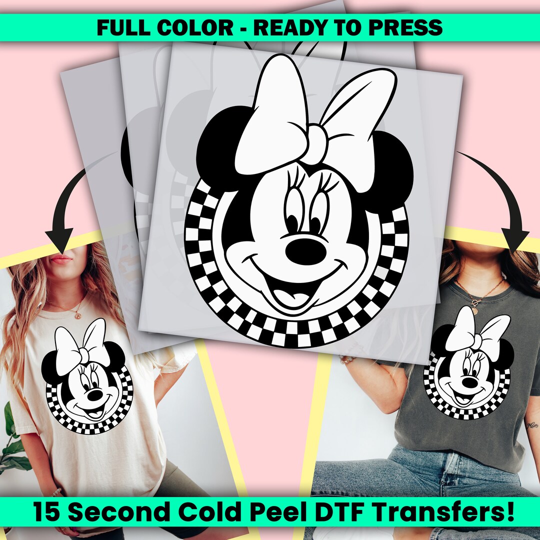 Minnie Mouse DTF Transfer, Ready to Press, Disneyworld Personalized DTF ...