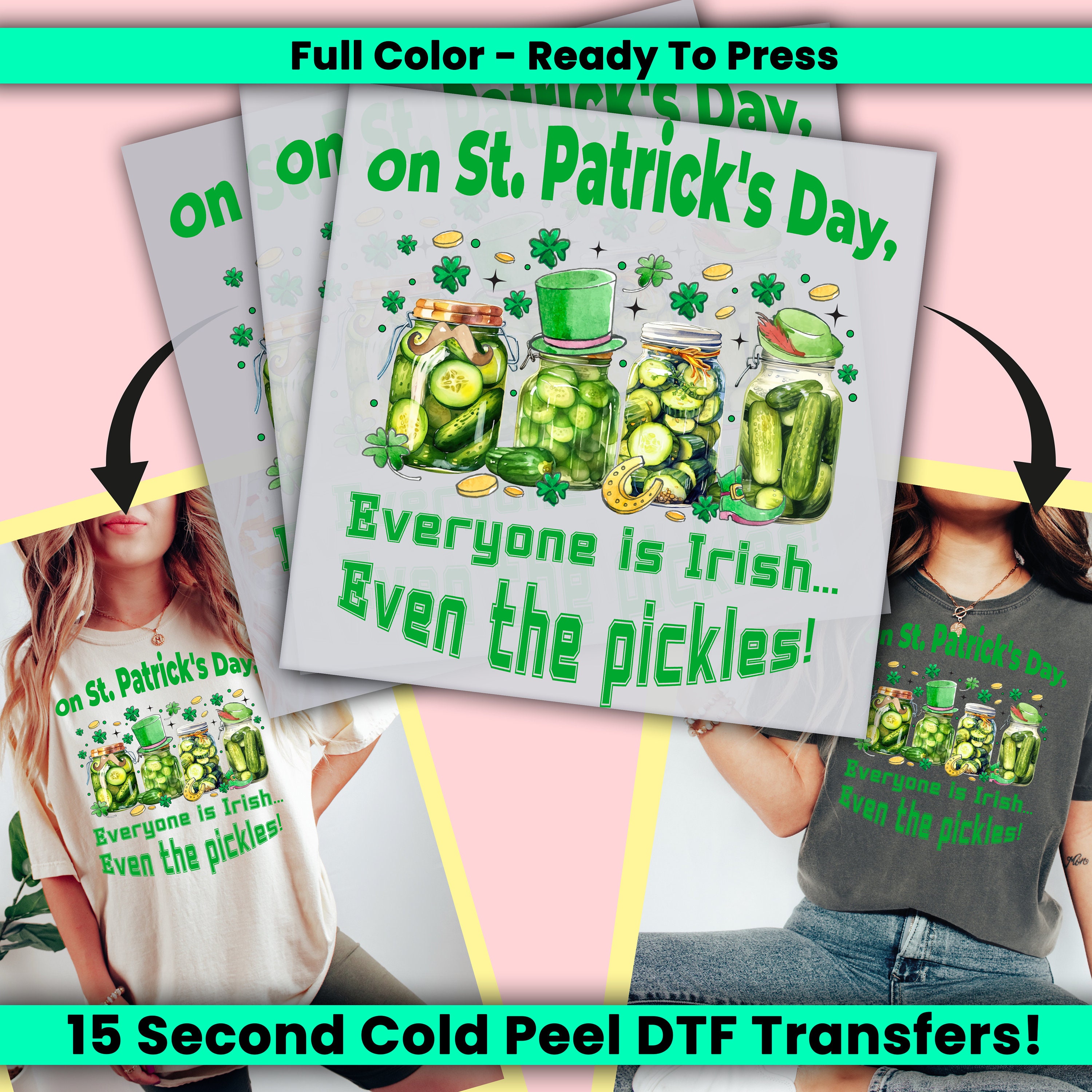 St. Patrick Pickle DTF Transfer, Ready to Press, Personalized DTF ...