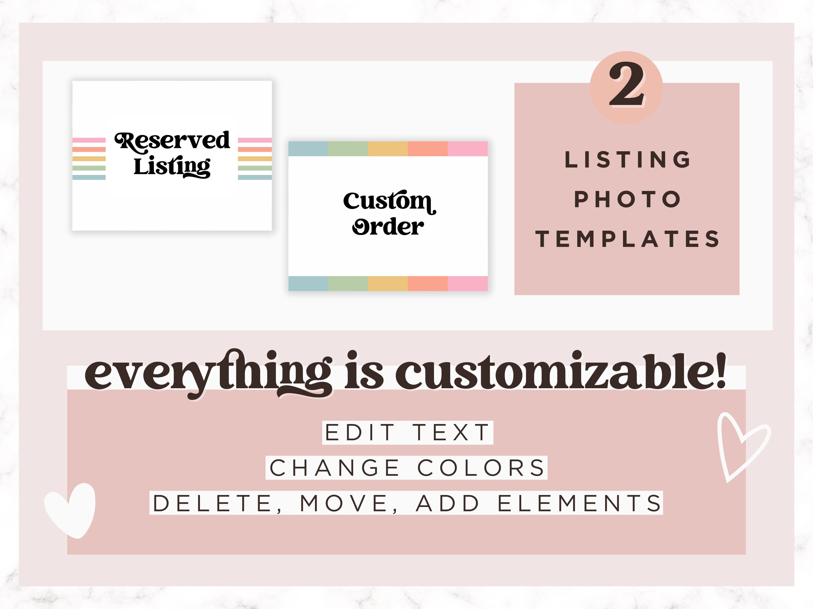 Rainbow Etsy Shop Kit Minimal | Etsy Banner Canva Template | Simple ...
