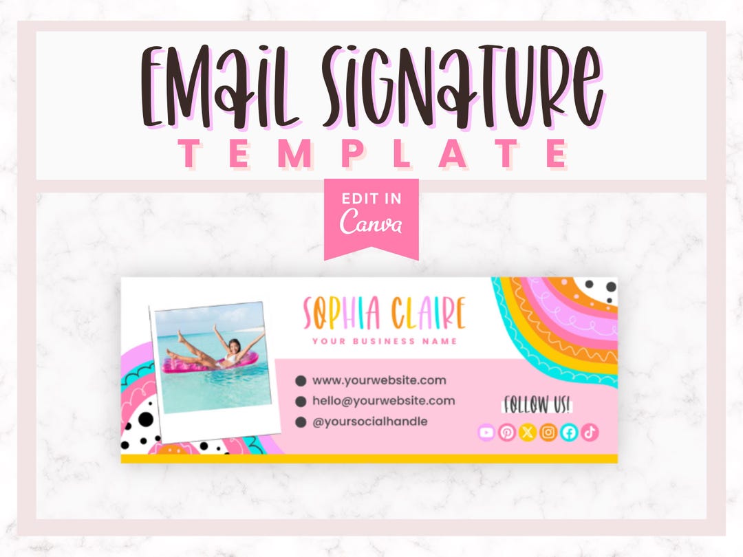 Pink Email Signature Template Canva | Cute Email Signature for Teacher ...