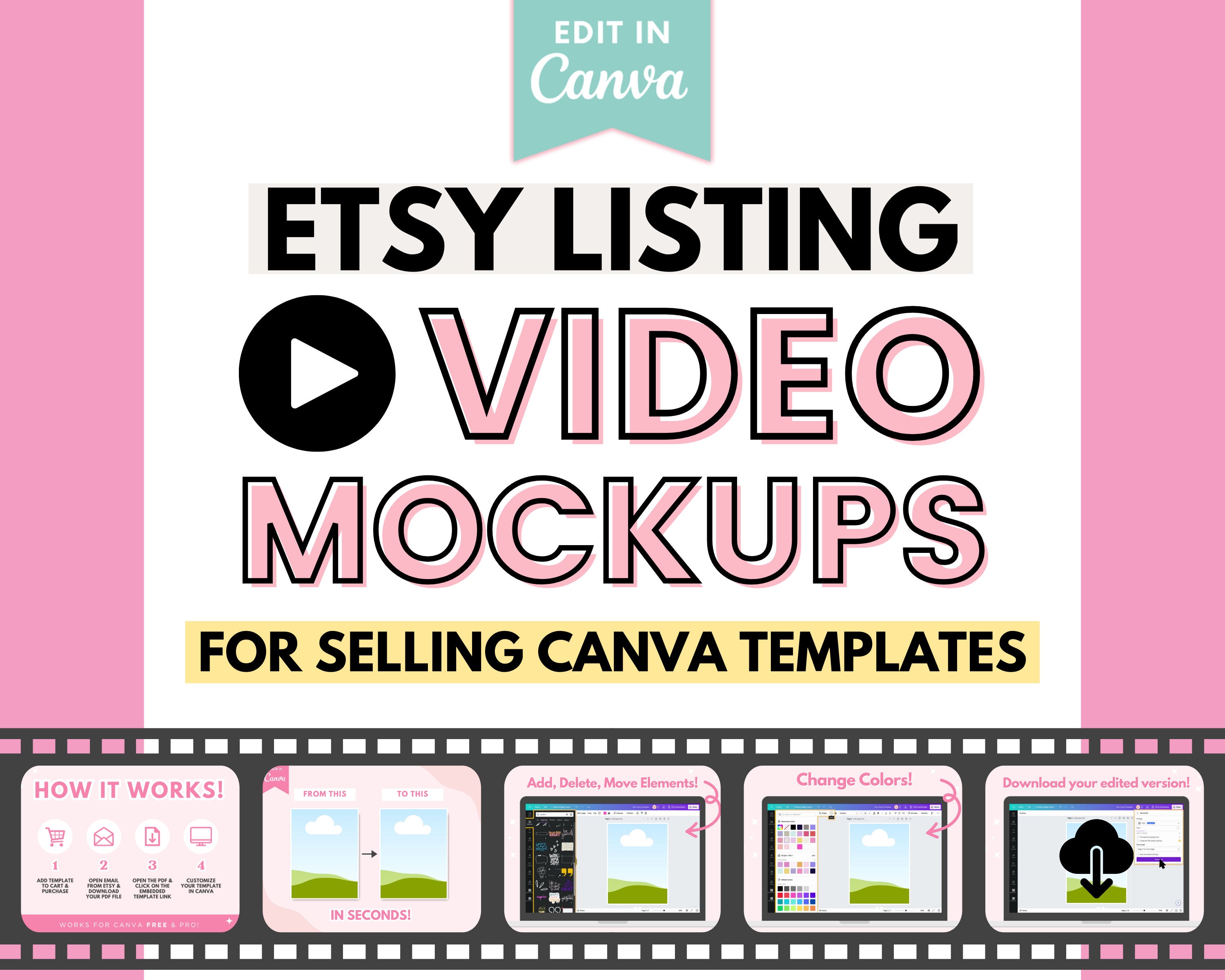 Etsy Listing Video Template Canva Etsy Video Mockup for Selling Digital Products Etsy Digital ...
