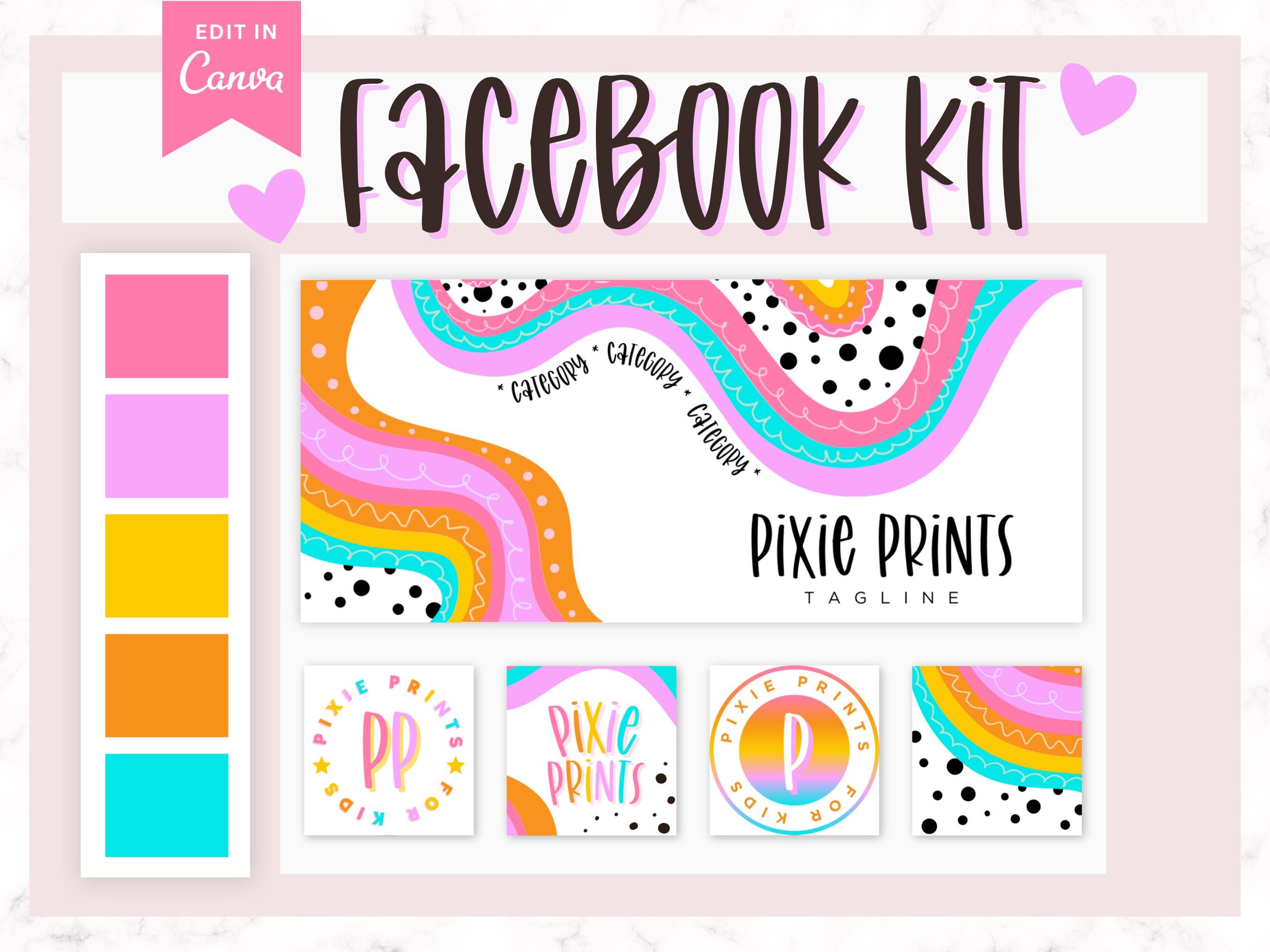 Colorful Facebook Cover, Pink Facebook Branding Kit, Fun Facebook ...