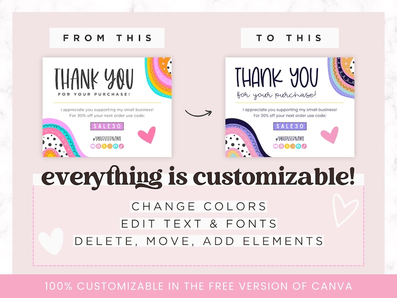 Colorful Business Thank You Card Templates, Rainbow Customer Thank You ...