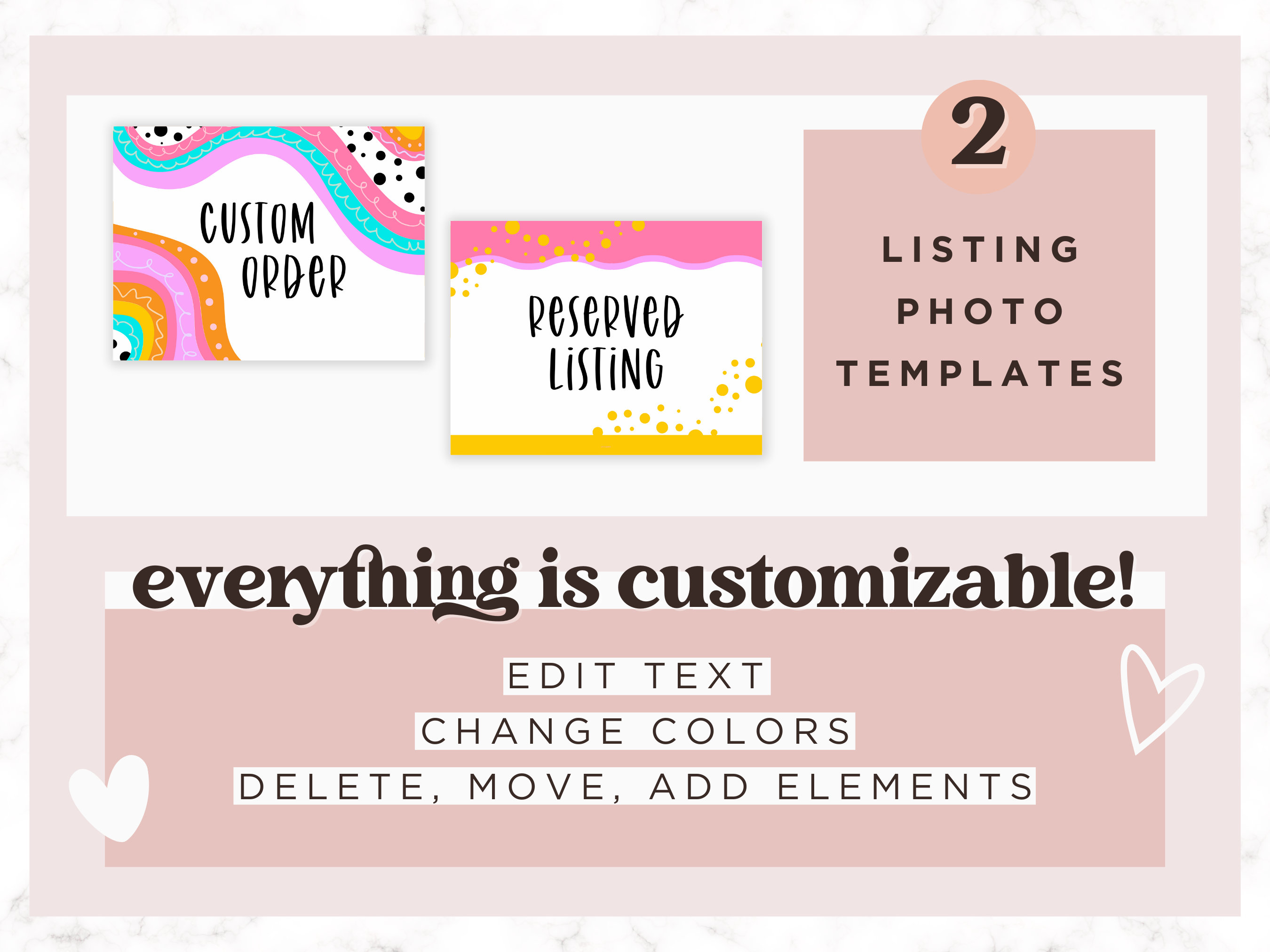 Colorful Etsy Shop Kit Rainbow, Pink Etsy Branding Kit, Fun Etsy Shop ...