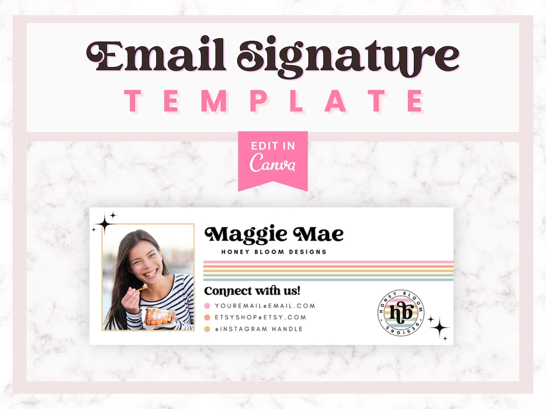 Rainbow Email Signature Template Canva | Minimal Email Signature With ...