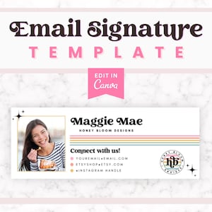 Rainbow Email Signature Template Canva | Minimal Email Signature With ...