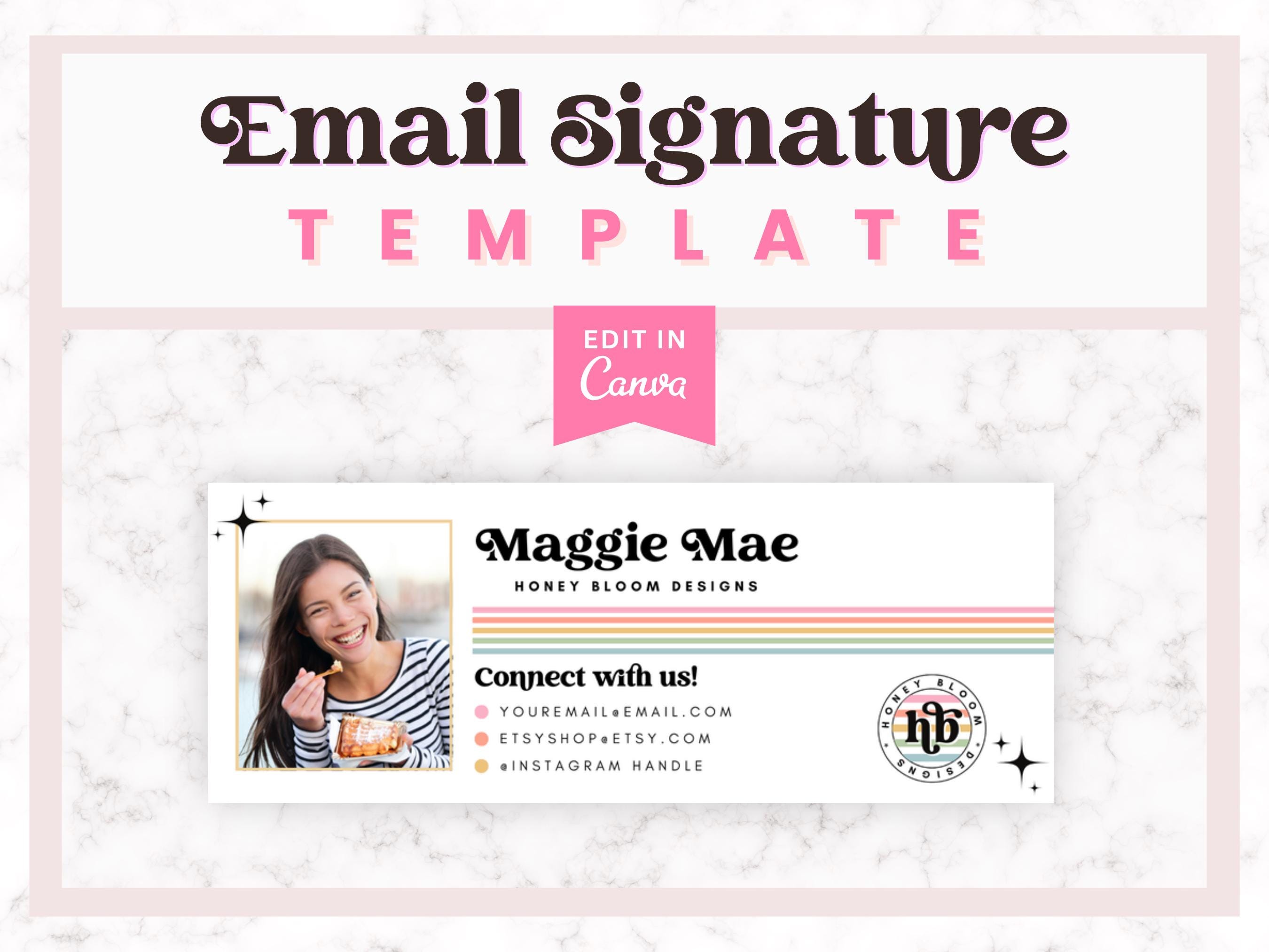 Rainbow Email Signature Template Canva | Minimal Email Signature With ...
