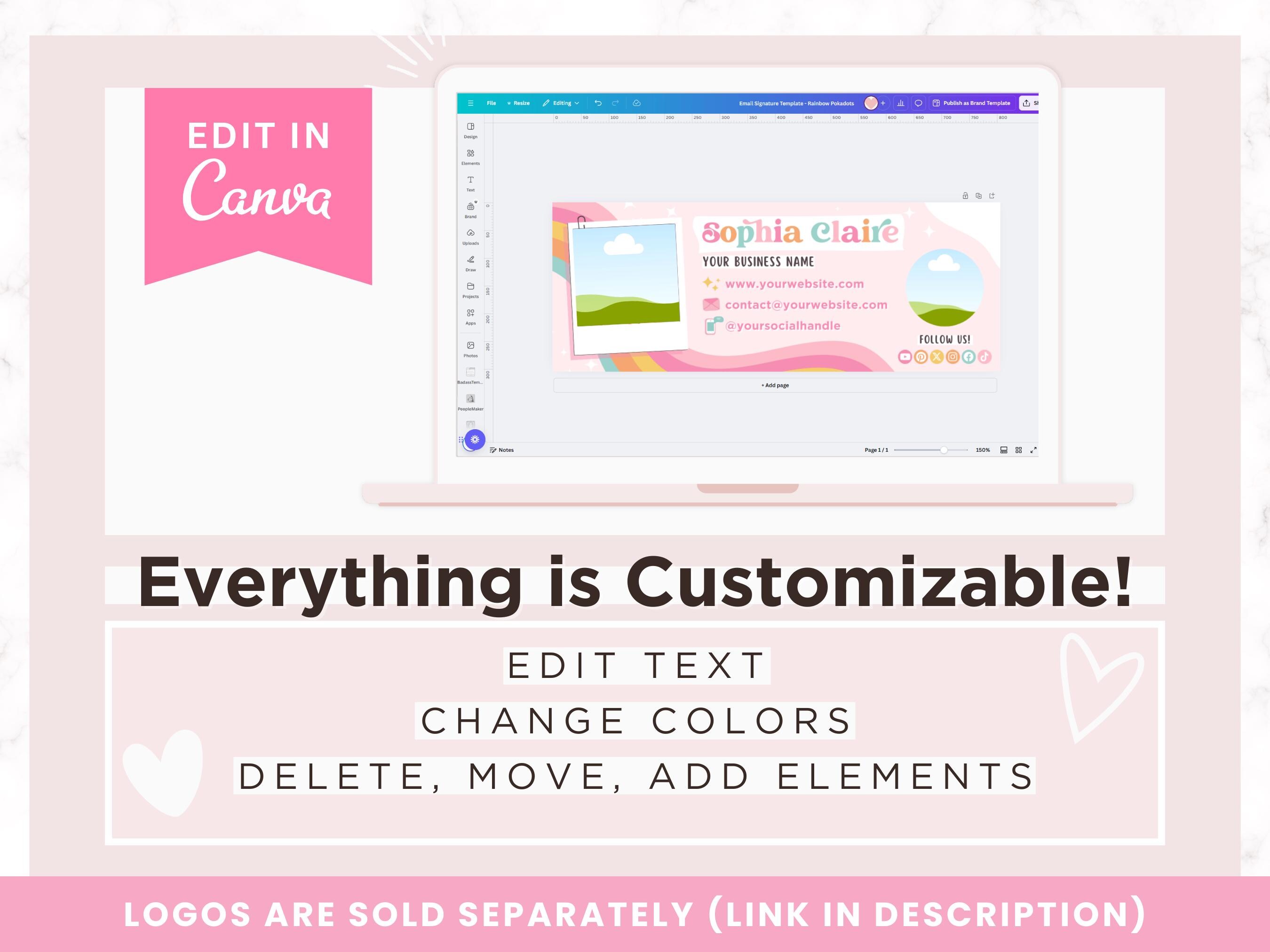 Cute Email Signature Template, Pink Canva Email Template, Boho Email ...