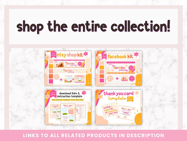 Digital Download Instruction Template Pink, Bright Etsy Digital Product ...