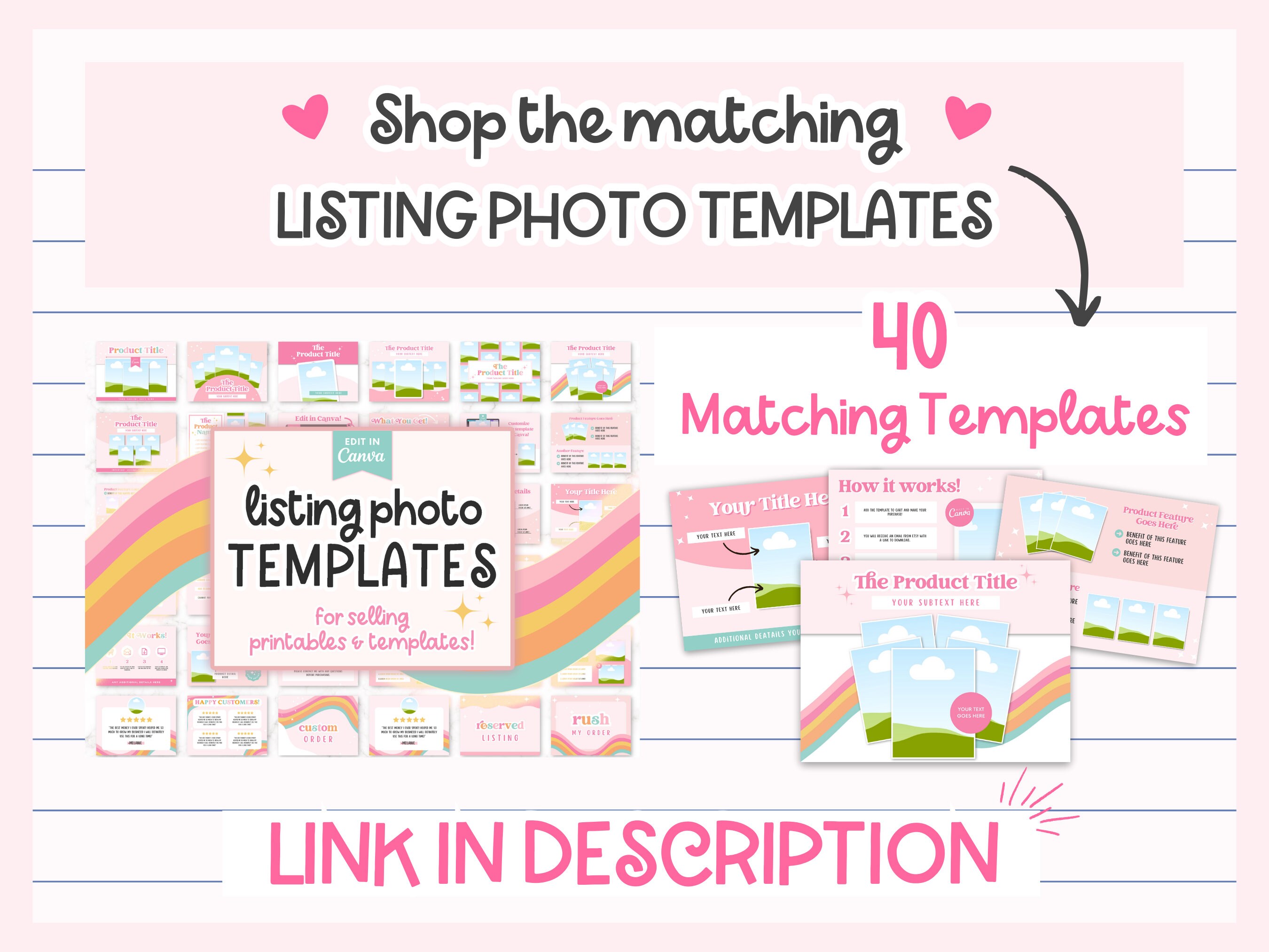 Rainbow Etsy Branding Kit Colorful, Etsy Shop Kit Pink, Fun Etsy Shop ...