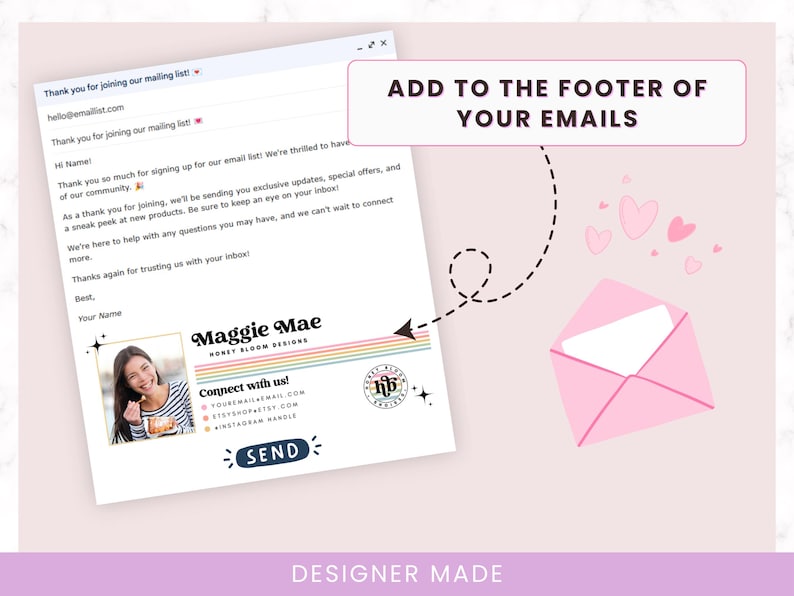 Rainbow Email Signature Template Canva | Minimal Email Signature With ...
