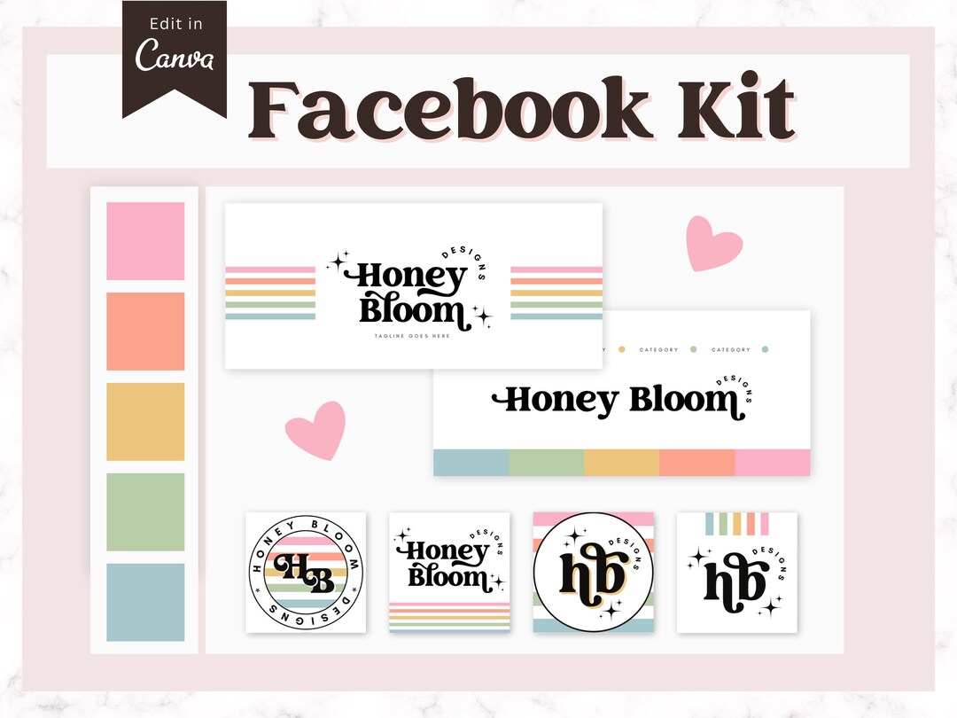 Retro Facebook Cover Template, Rainbow Business Facebook Group Cover ...