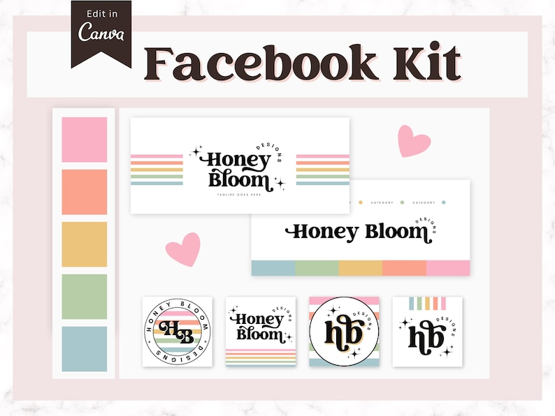 Retro Facebook Cover Template, Rainbow Business Facebook Group Cover ...