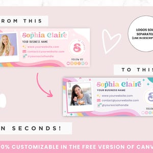 Cute Email Signature Template, Pink Canva Email Template, Boho Email ...