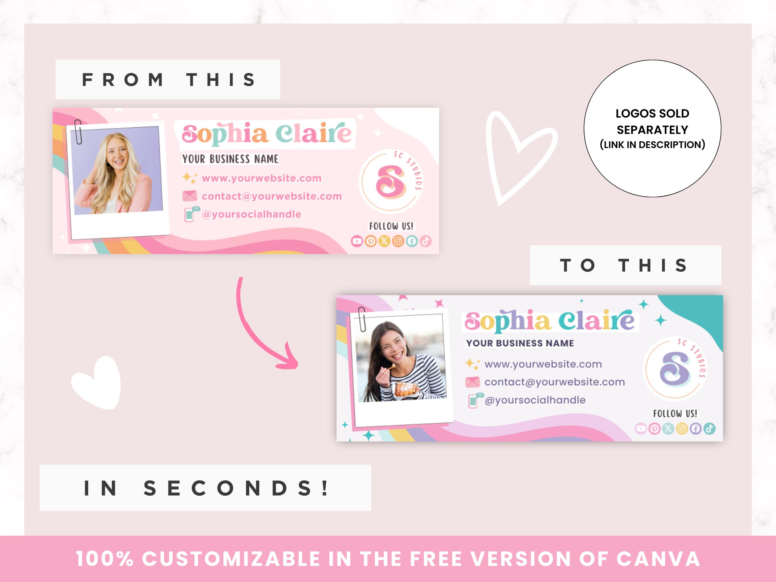 Cute Email Signature Template, Pink Canva Email Template, Boho Email ...