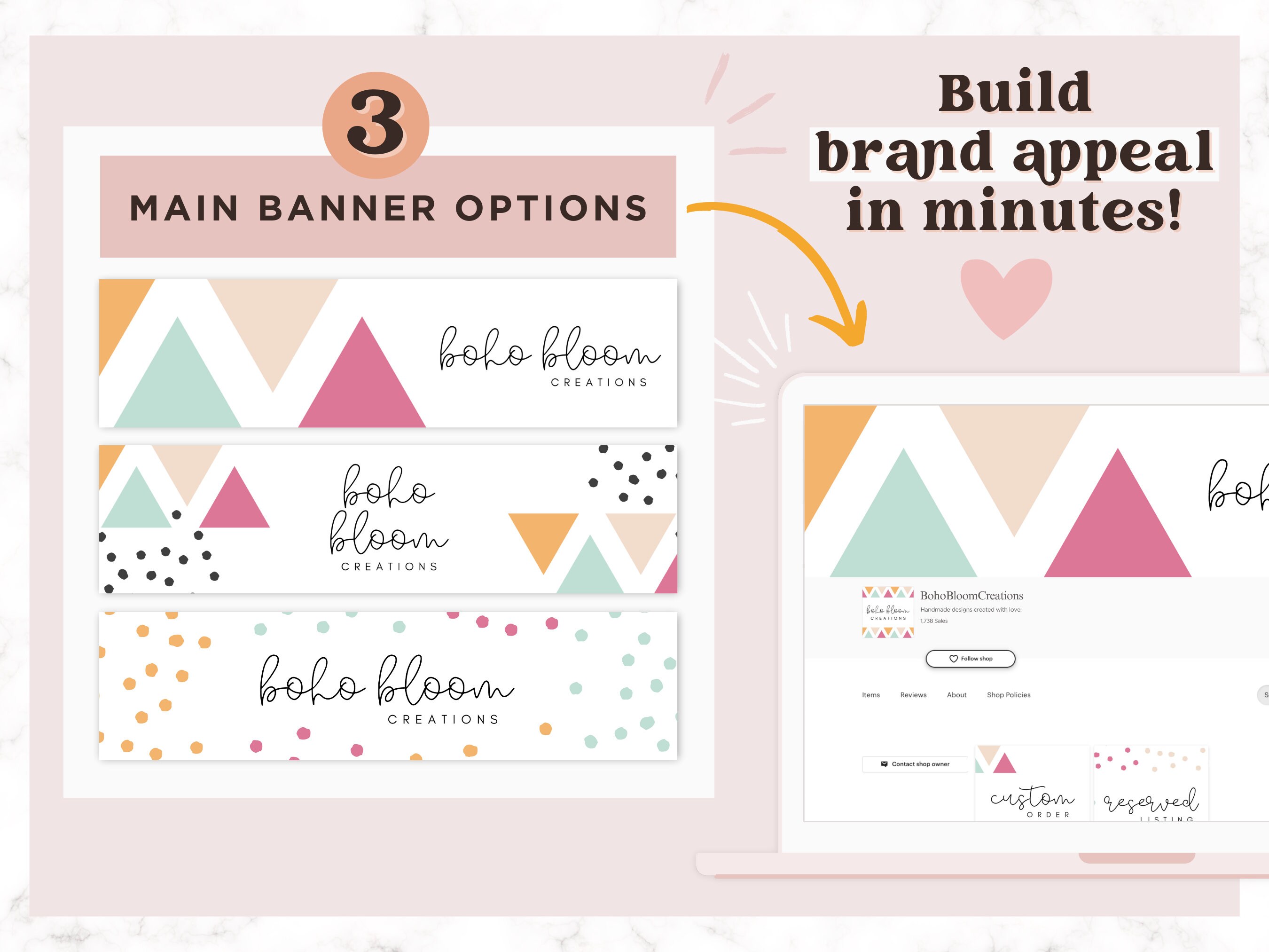 Pastel Etsy Shop Kit Minimal Canva Etsy Banner Template Simple Colorful ...