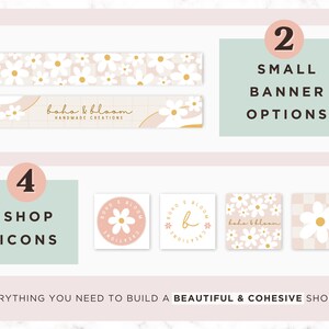 Daisy Etsy Shop Banner Pink, Floral Etsy Shop Kit, Neutral Etsy Banner ...