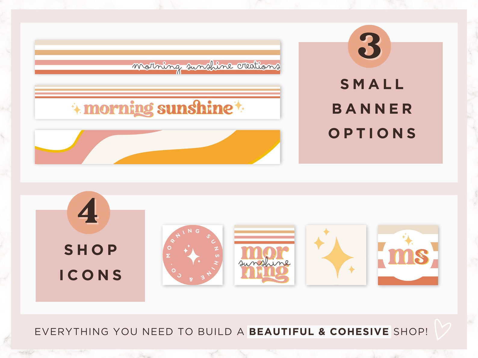 Boho Etsy Banner Template Canva - Etsy Shop Kit - Orange Etsy Shop ...