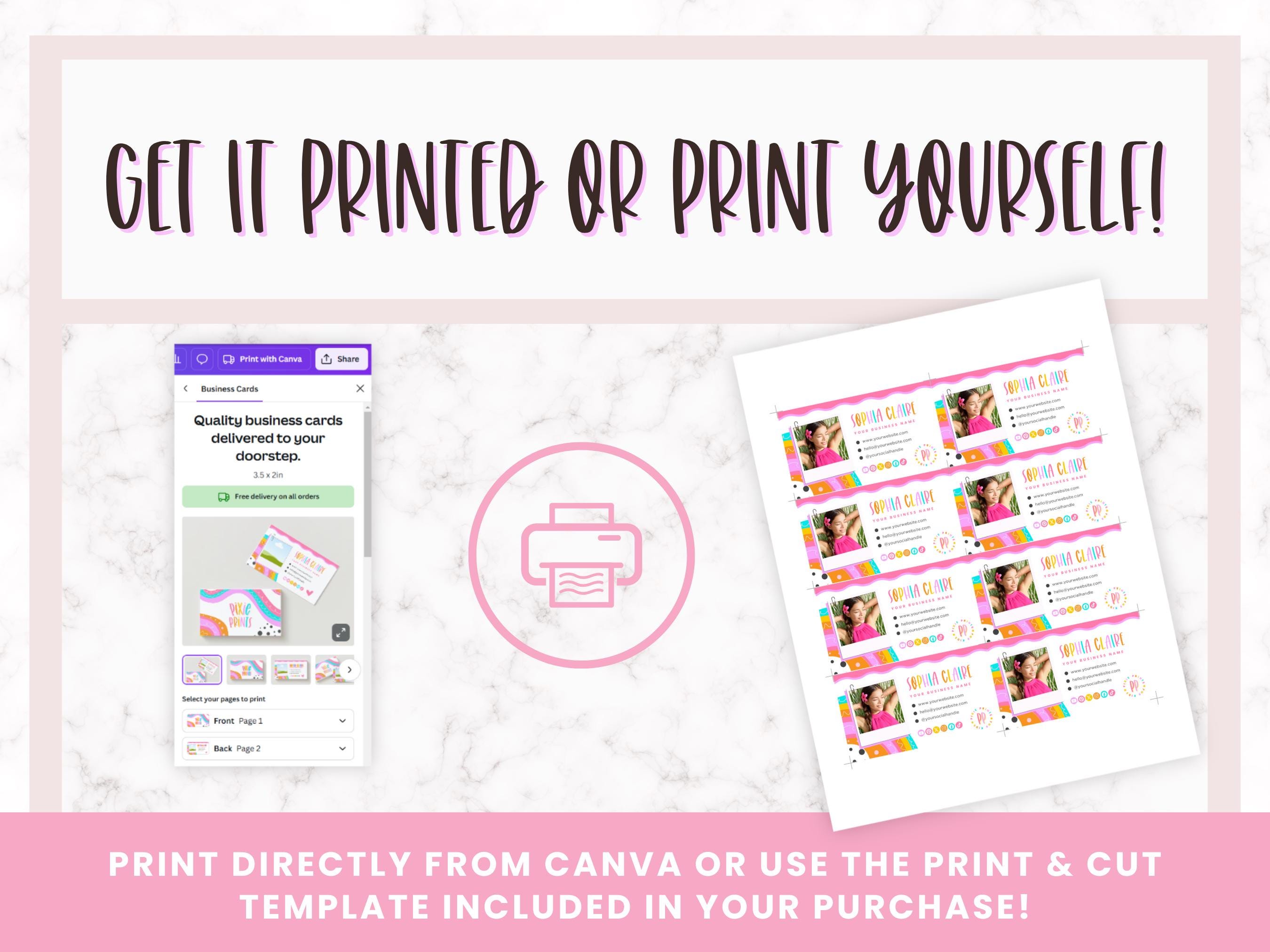 Girly Business Card Template, Cute Canva Business Card Template, Fun ...