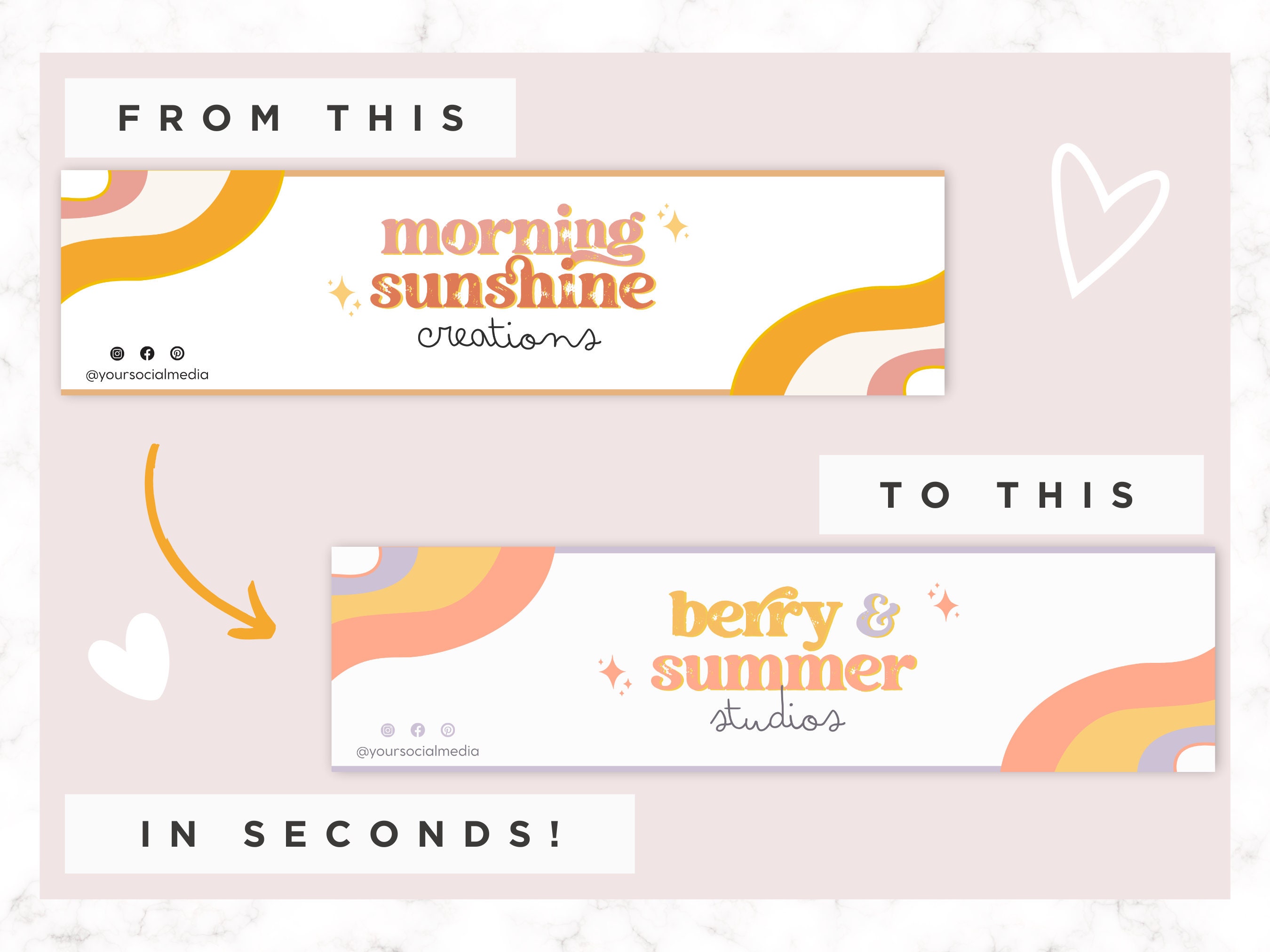 Boho Etsy Banner Template Canva - Etsy Shop Kit - Orange Etsy Shop ...